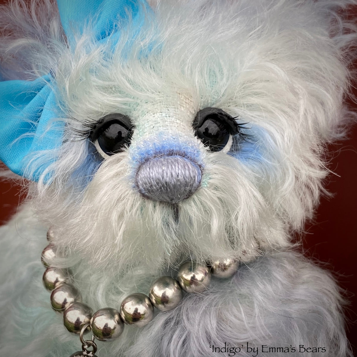 Indigo - 8" Hand Dyed Curly Kid Mohair Artist Bear by Emma's Bears - O ...