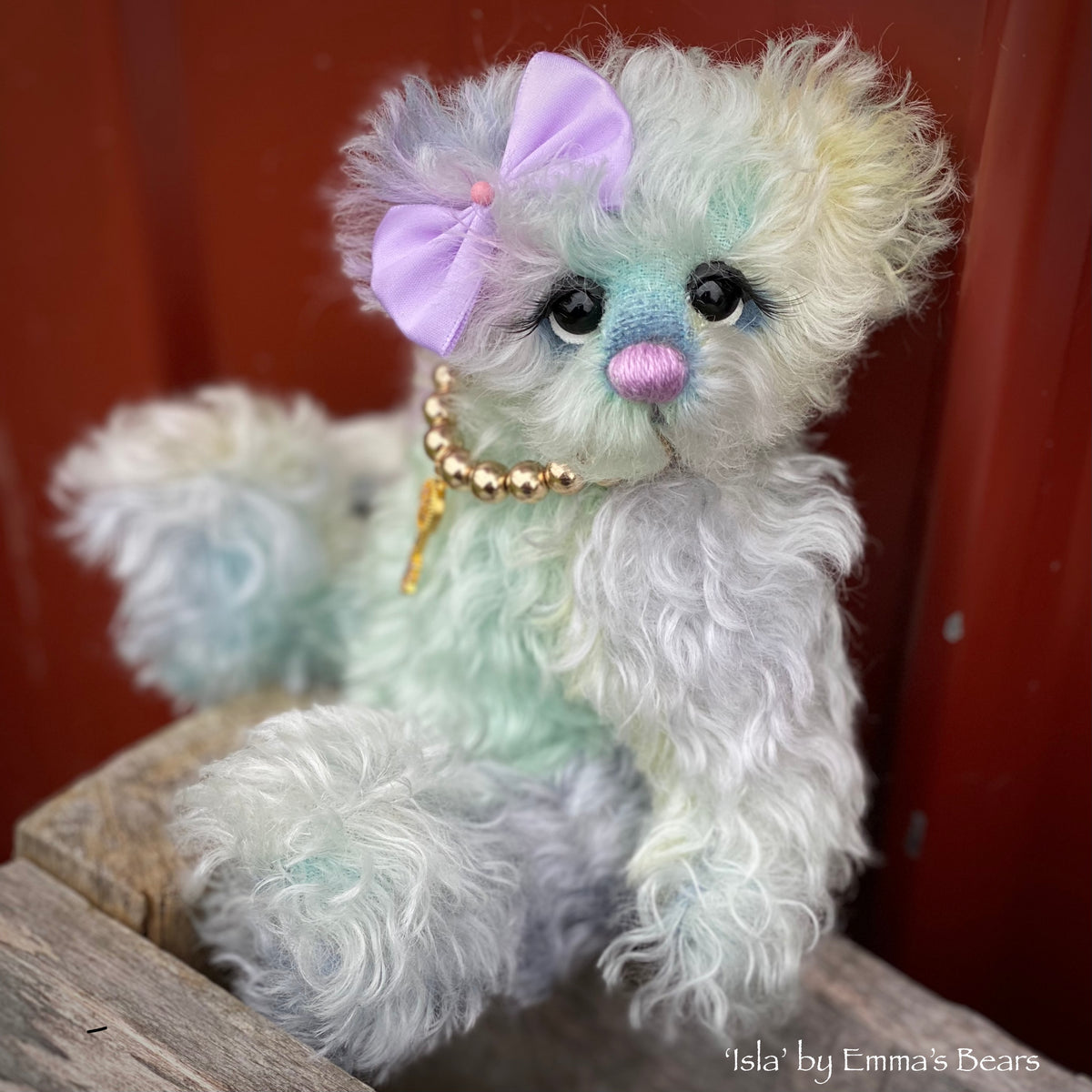 Isla - 8" Hand Dyed Curly Kid Mohair Artist Bear by Emma's Bears - OOA ...