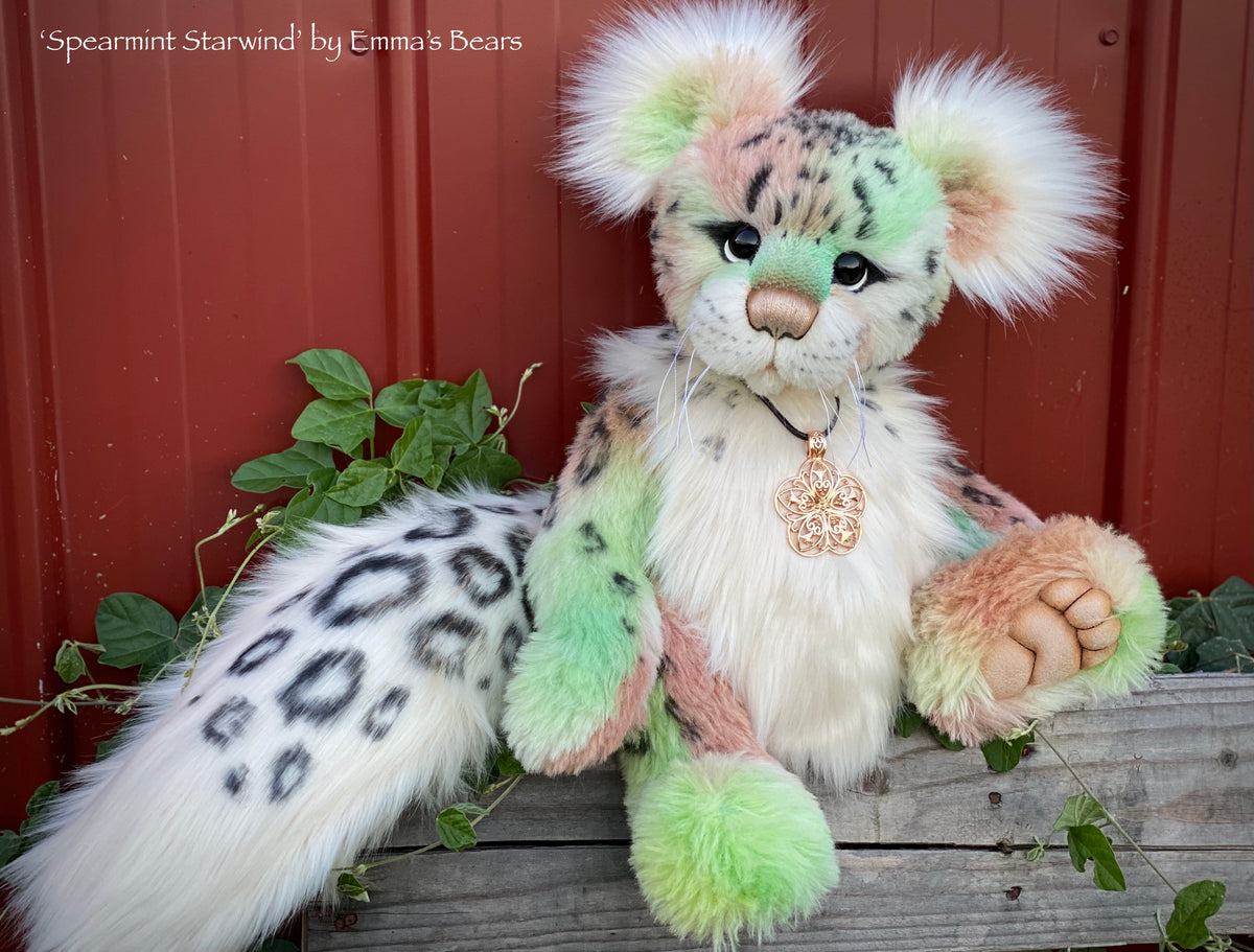 Spearmint Starwind - 18" Snow Leopard Teddy by Emma's Bears - OOAK ...